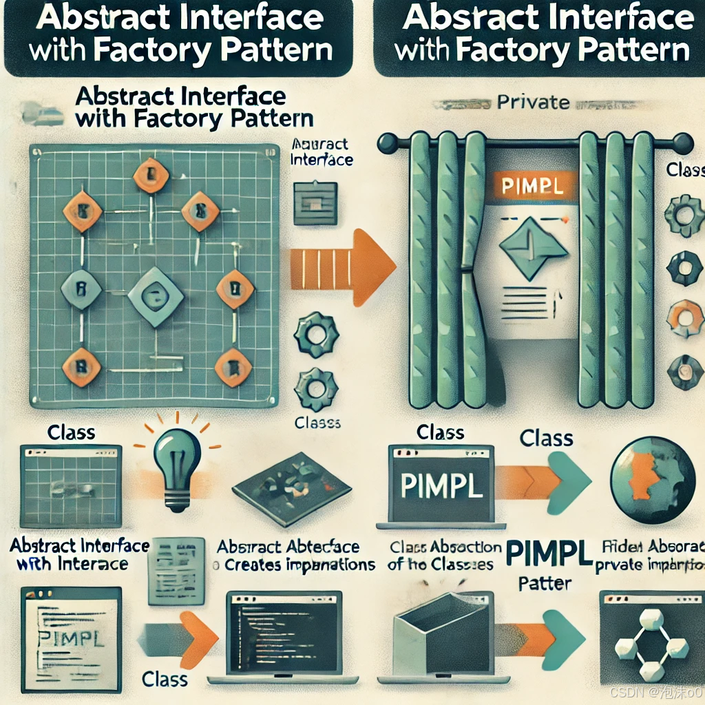 【C++ 接口隐藏】抽象接口与工厂模式 vs PImpl 模式_c++设计模式pimpl模式图示-CSDN博客
