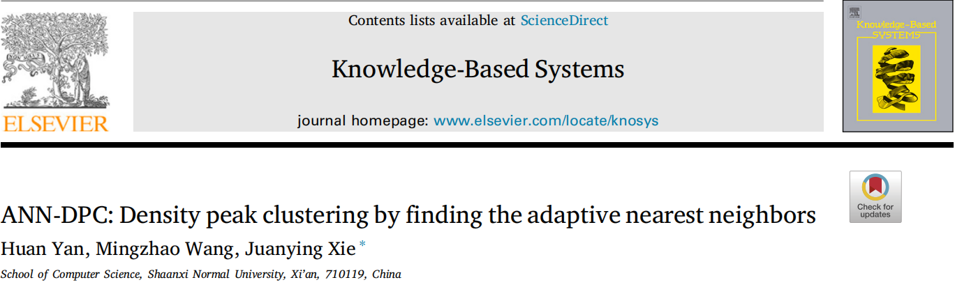 ANN-DPC:基于寻找自适应最近邻的密度峰值聚类（2024.Knowledge-Based Systems）_ann 聚类-CSDN博客