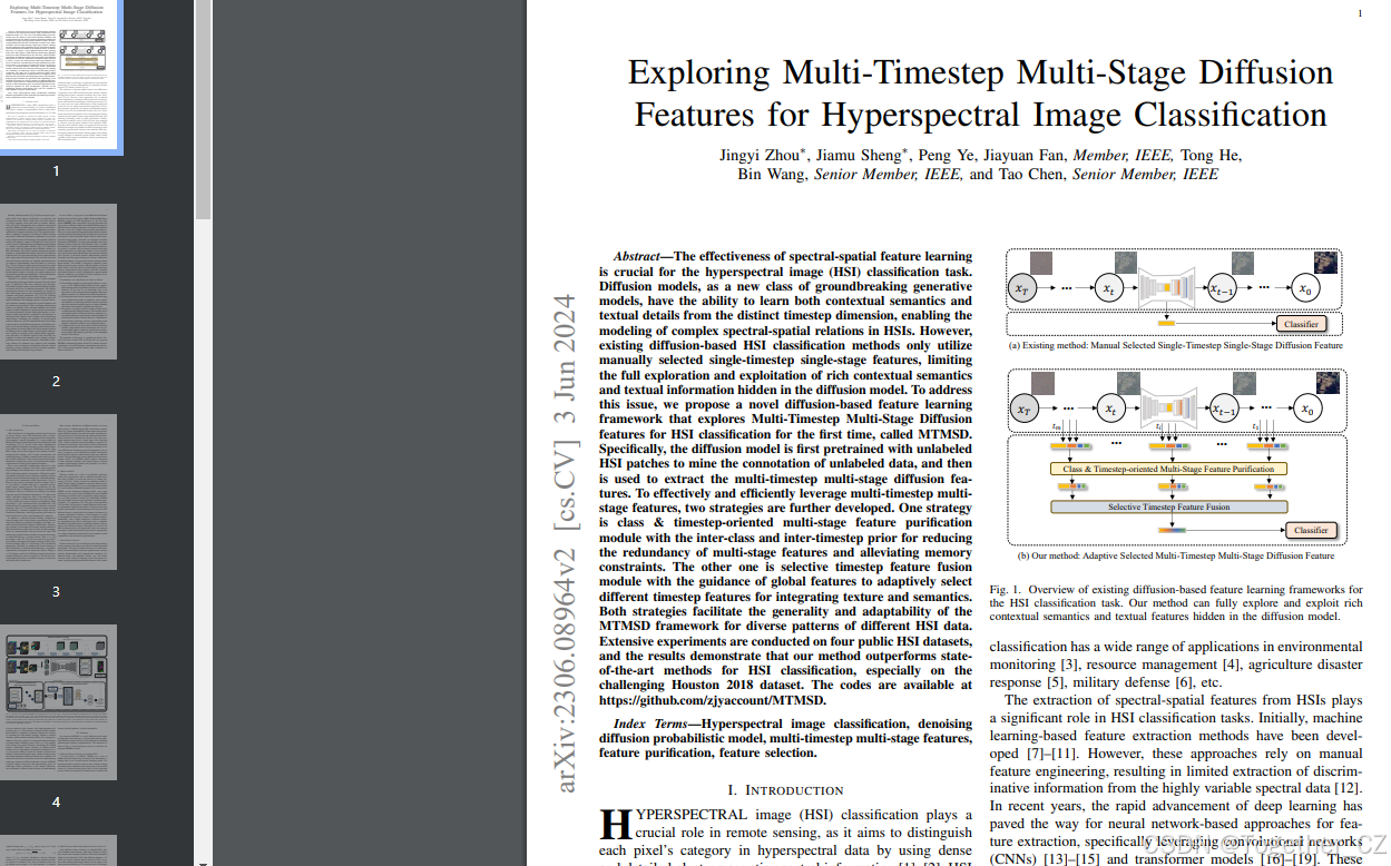 MTMSD：Exploring Multi-Timestep Multi-Stage DiffusionFeatures for Hyperspectral探索多时间步多阶段扩散特征用于高光谱 ...