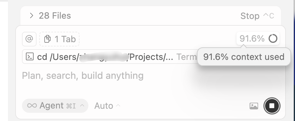 小白实践-cursor新版本 90% context used代表什么_cursor上下文百分比-CSDN博客