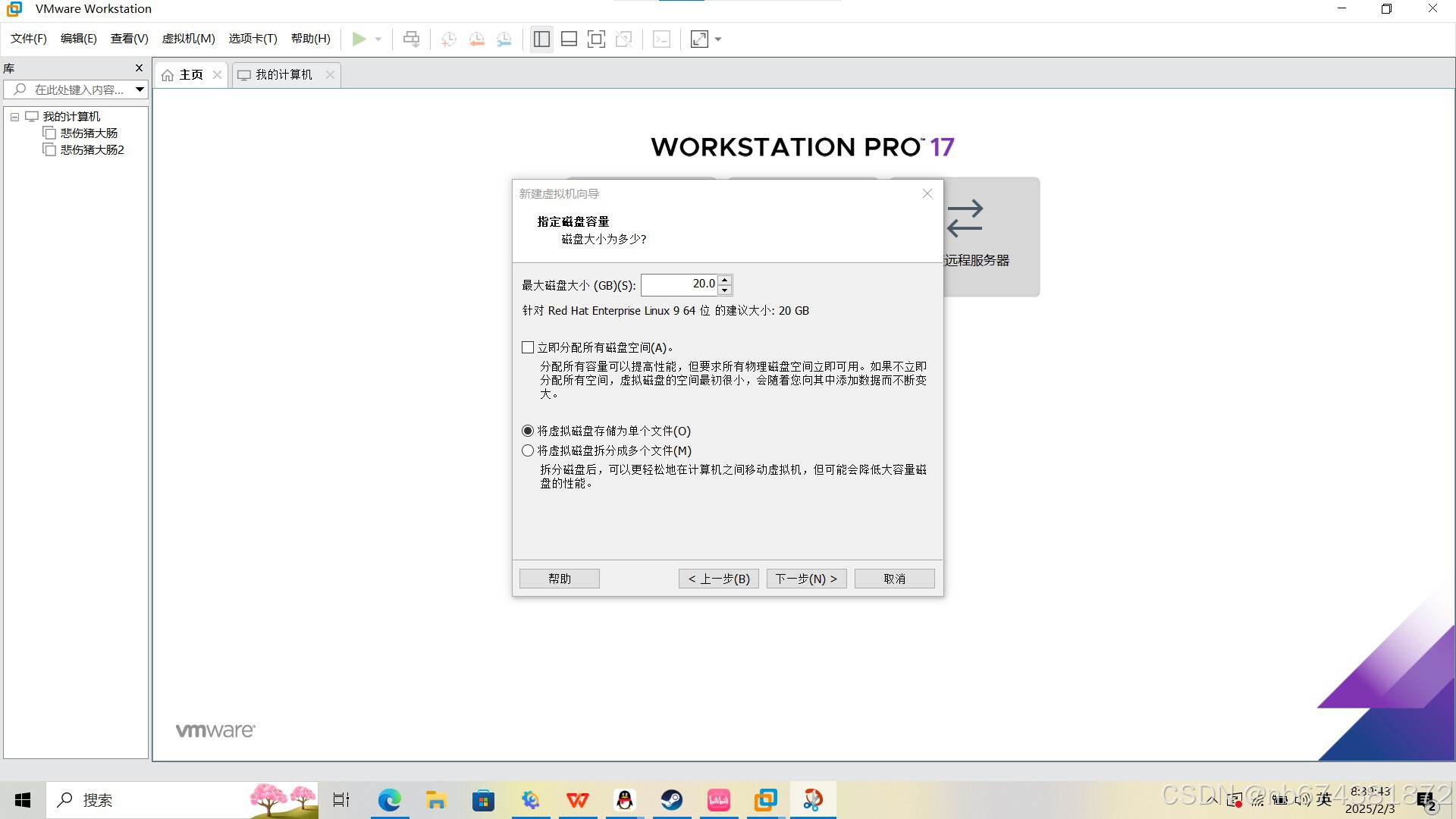 简单使用VMware创建虚拟机_vmware csdn-CSDN博客