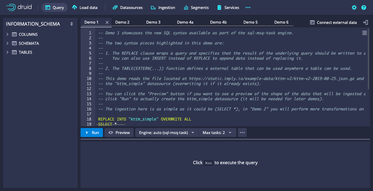 高性能实时分析数据库：Apache Druid 认识 Query 视图 Get to know Query view_druid query-CSDN博客