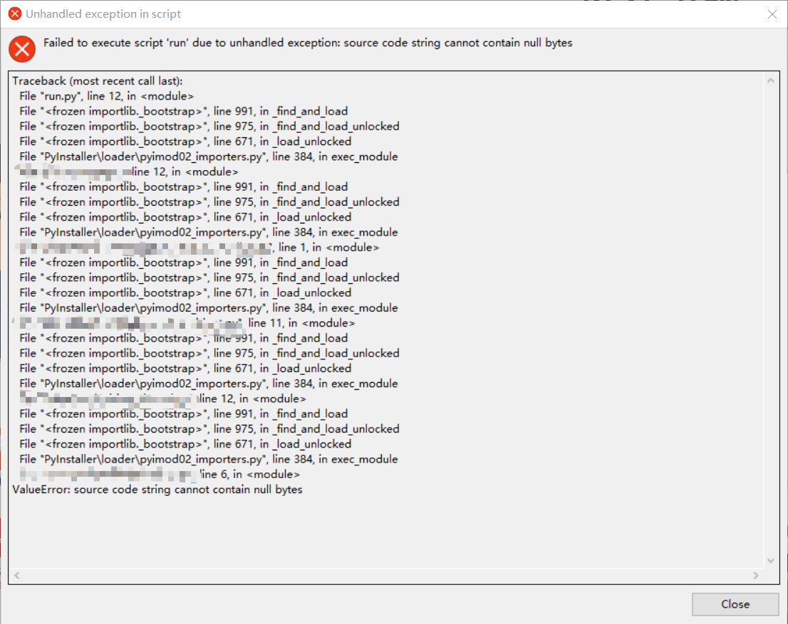 Pyinstaller 打包 cv2 报错： source code string cannot contain null bytes ...