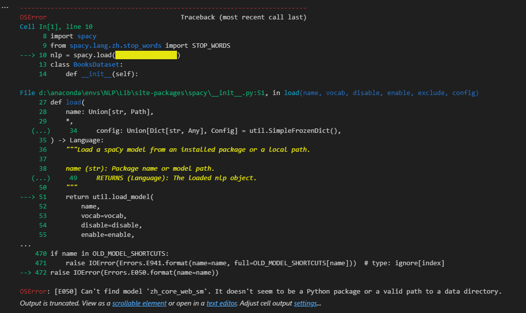 [E050] Can‘t find model ‘zh_core_web_sm‘. -CSDN博客