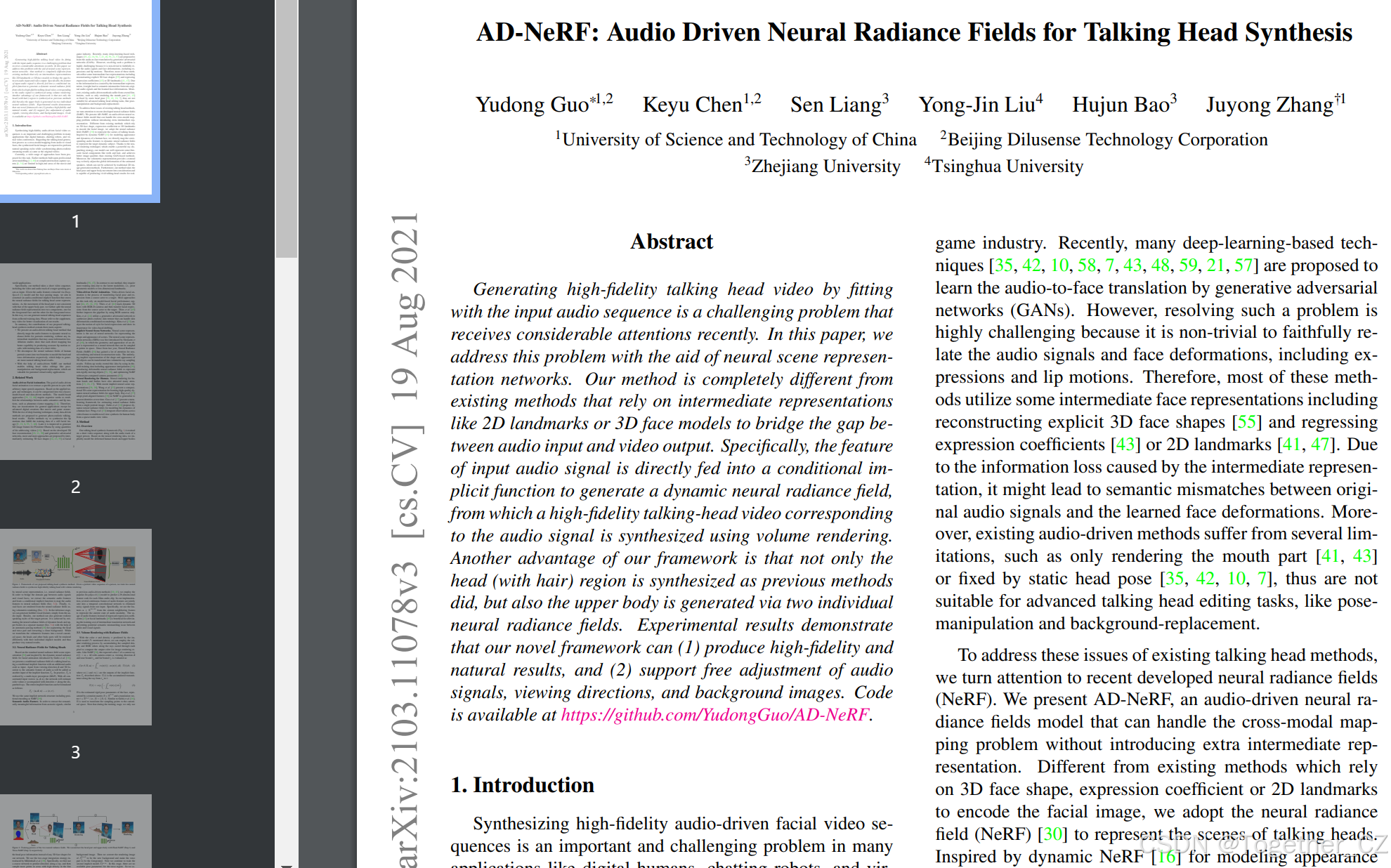 AD-NeRF: Audio Driven Neural Radiance Fields for Talking Head Synthesis——音频驱动的神经辐射场用于说话头合成-CSDN博客