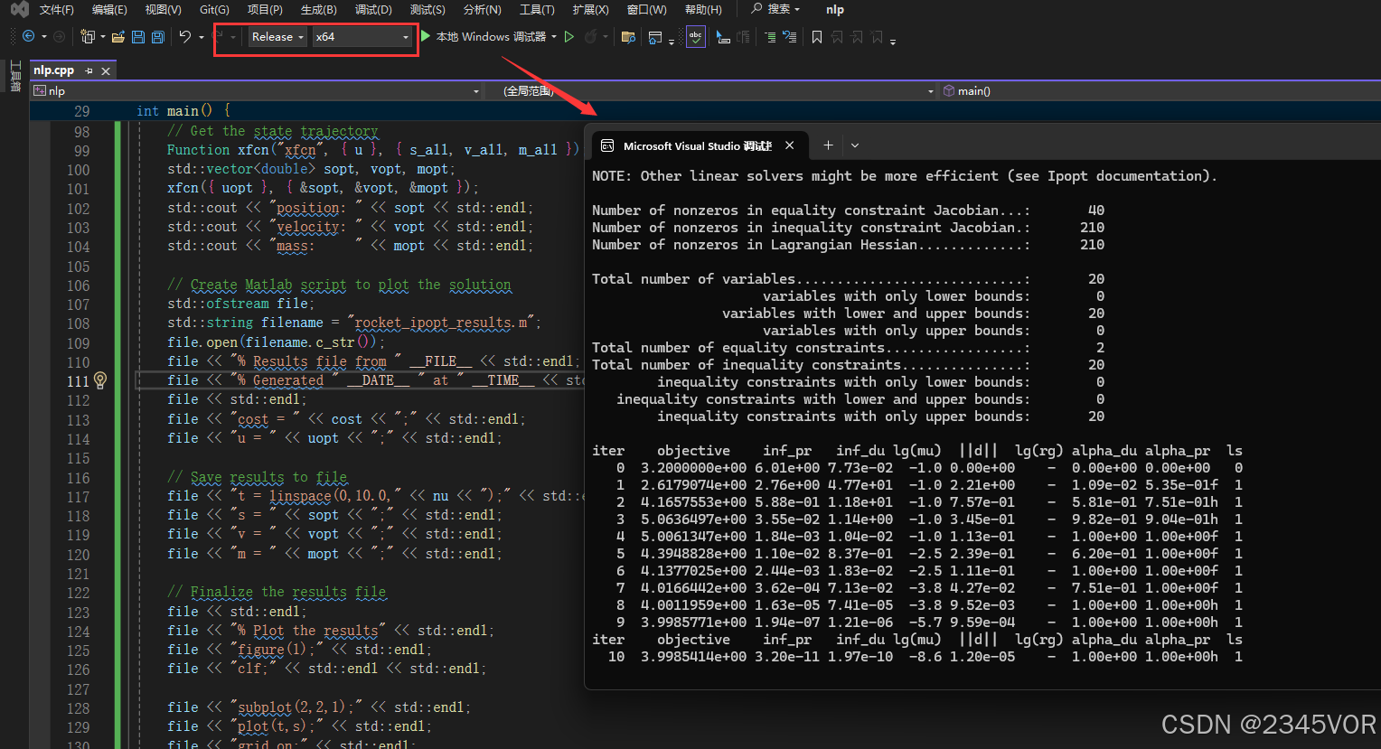【VS2022 配置 casadi 求解 NLP问题】_casadi怎么输出-CSDN博客