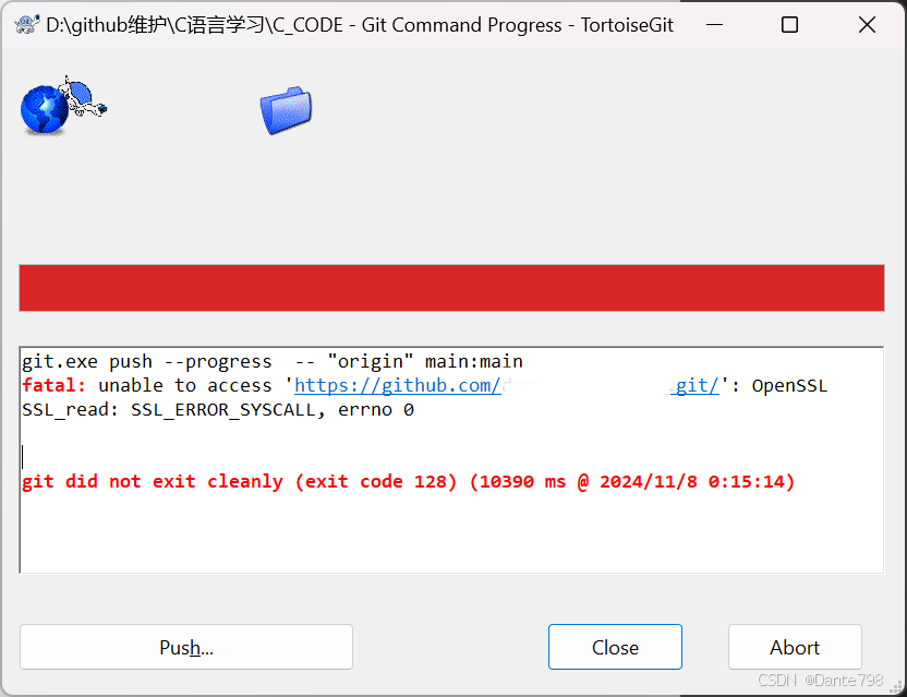 GitHub push失败解决办法-unable to access-OpenSSL SSL_read: Connection was reset_github推送unable to ...