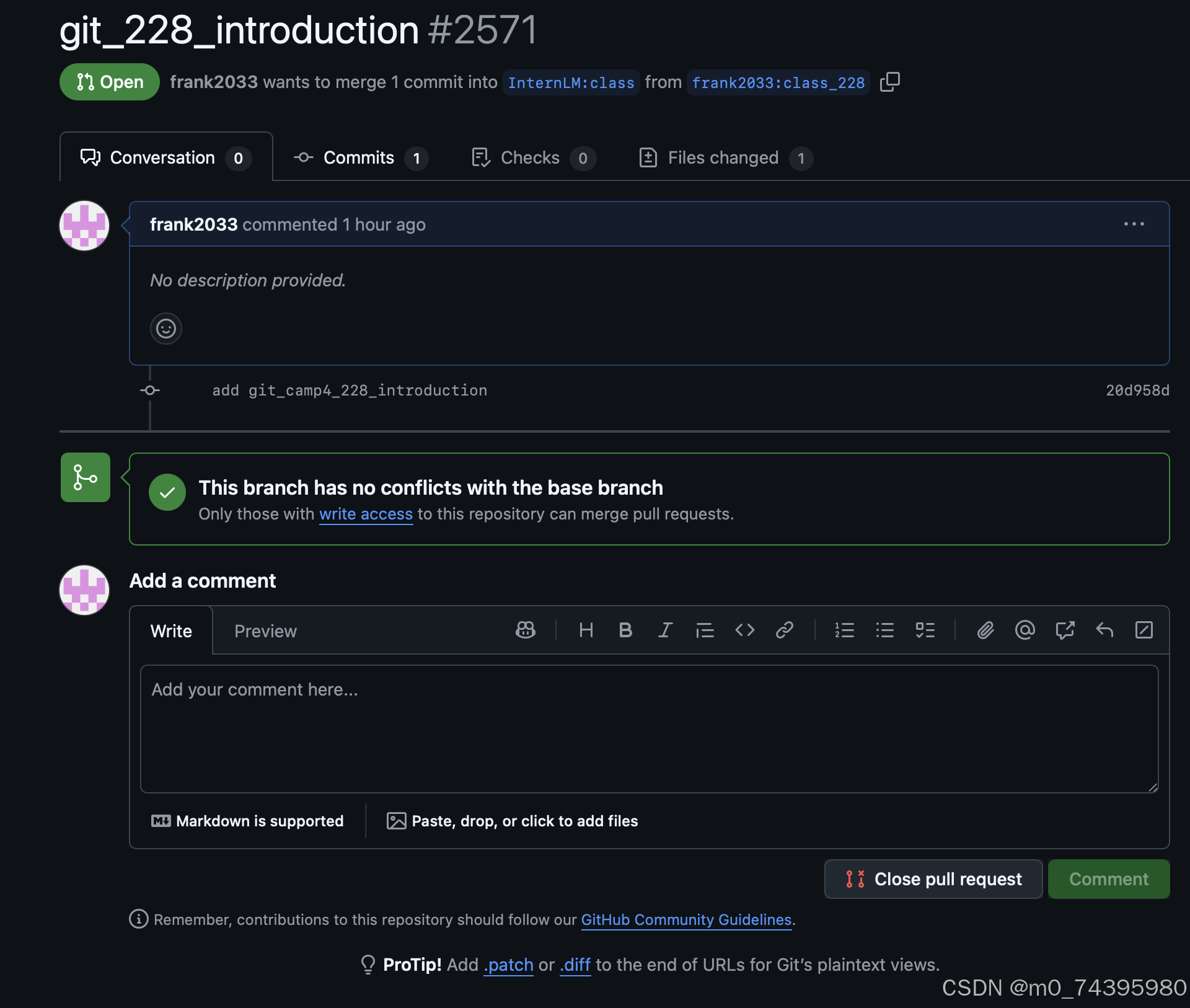 书生大模型实战营第四期L0G3000（Git 基础知识）-CSDN博客
