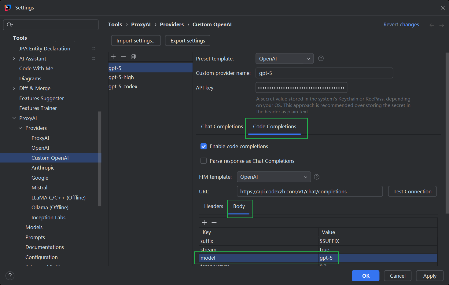 【JetBrains IDEA】ProxyAI 如何配置 MetaChat 提供的 GPT-5 API_idea 安装codex-CSDN博客