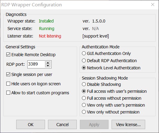 【Windows远程桌面】RDPWrapper解决win10无法远程桌面，提示not listening且无版本号的问题_rdp wrapper not listening-CSDN博客