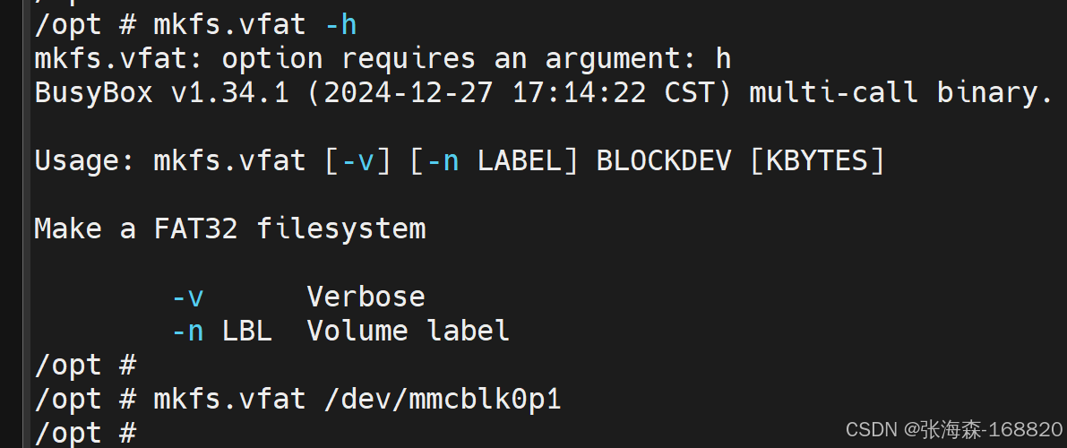 hi3516cv610在板端，借助mkfs.vfat对sd卡进行格式化-CSDN博客