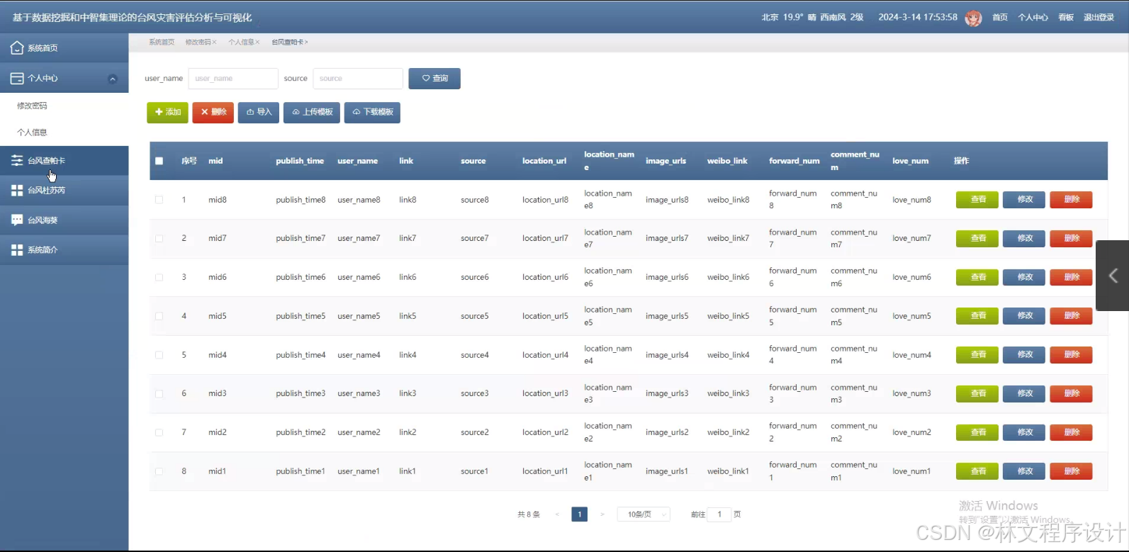 Nodejs基于数据挖掘的台风灾害舆情数据分析与可视化程序论文 可用于毕业设计nodejs林文程序设计 永洪数据分析社区