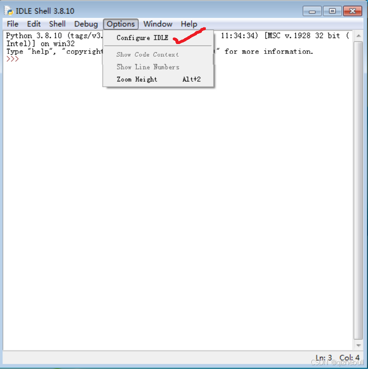 Python IDLE默认字体太小，如何调整变大_idle python-CSDN博客