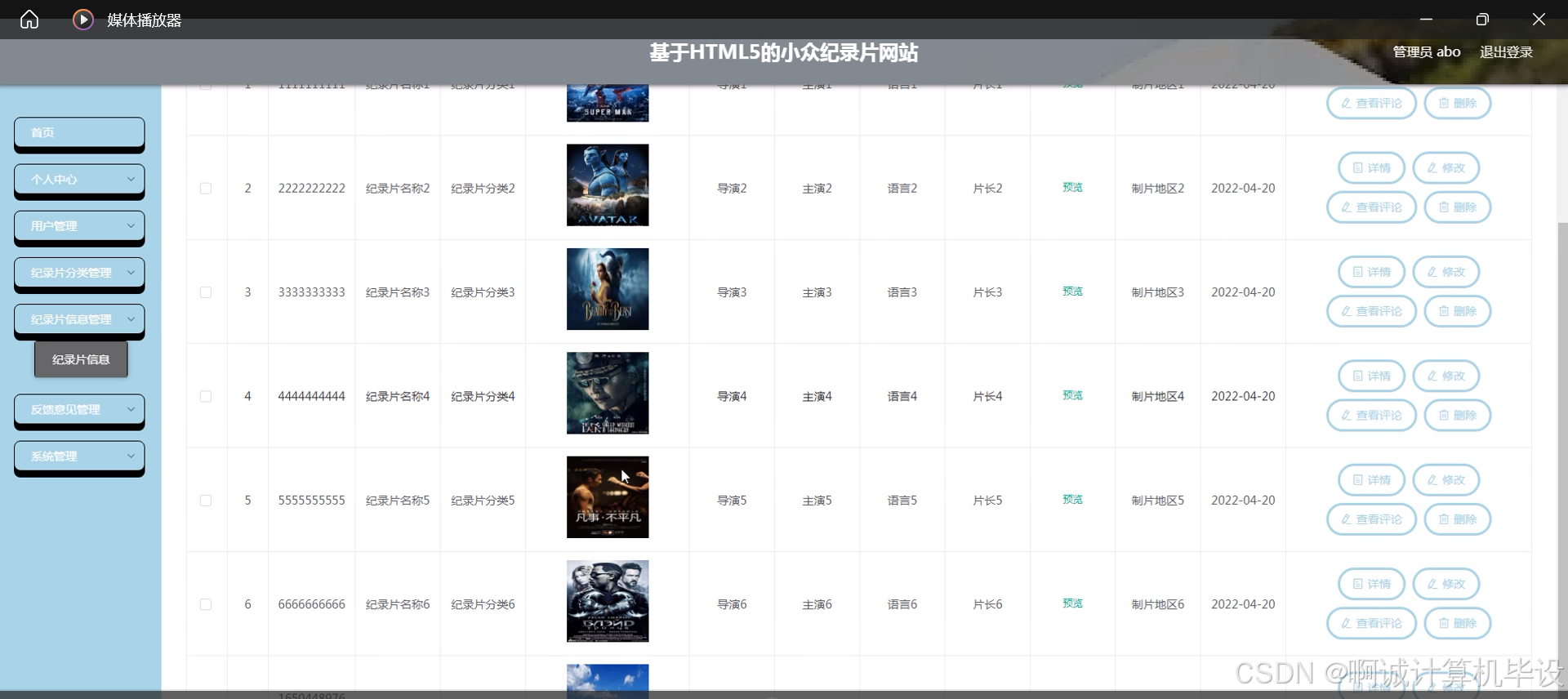 基于ssm+vue基于HTML5的小众纪录片网站(开题报告+源码+论文)-CSDN博客
