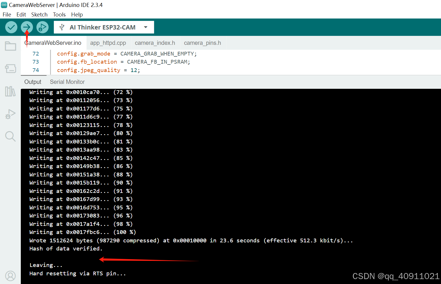 【esp32】esp32-cam arduino 环境安装与运行CameraWebServer_esp32cam库安装-CSDN博客