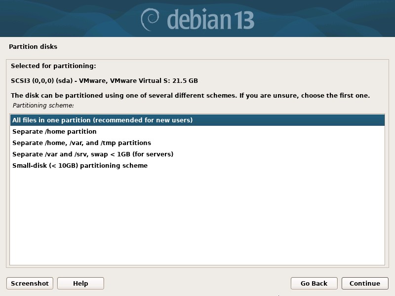 从零开始：在 VMware 中安装与配置 Debian12/13 的完整图文教程（含图形化安装、命令行安装、网络配置、SSH、APT 源与 VMware Tools 全流程）_debian安装 ...