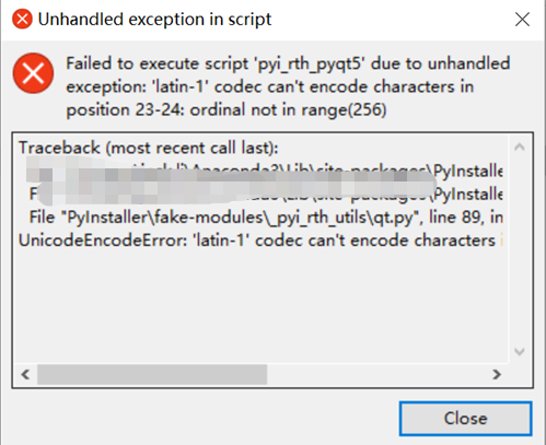 运行python可执行文件UnicodeEncodeError: ‘latin-1‘ codec can‘t encode characters in position 46-50错误解决 ...
