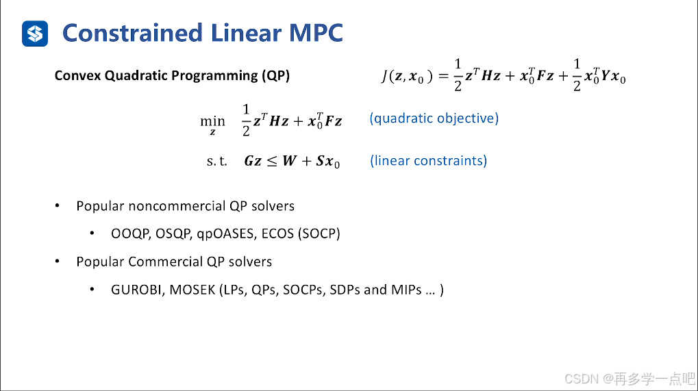 深蓝motion planning，L6MPC学习记录（3LQR、延迟MPC、有约束的MPC）_深蓝 mpc-CSDN博客