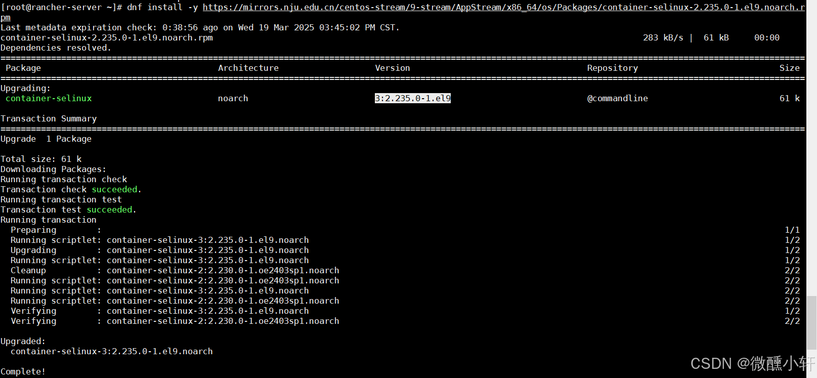 解决k3s-selinux 依赖 container-selinux ＞= 3:2.191.0-1问题_nothing provides ...