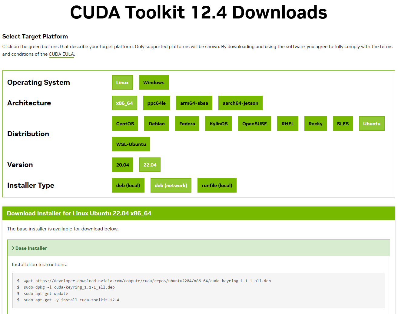 ubuntu22.04 安装cuda-toolkit 12.4_ubuntu 22.04 安装cuda12.4-CSDN博客