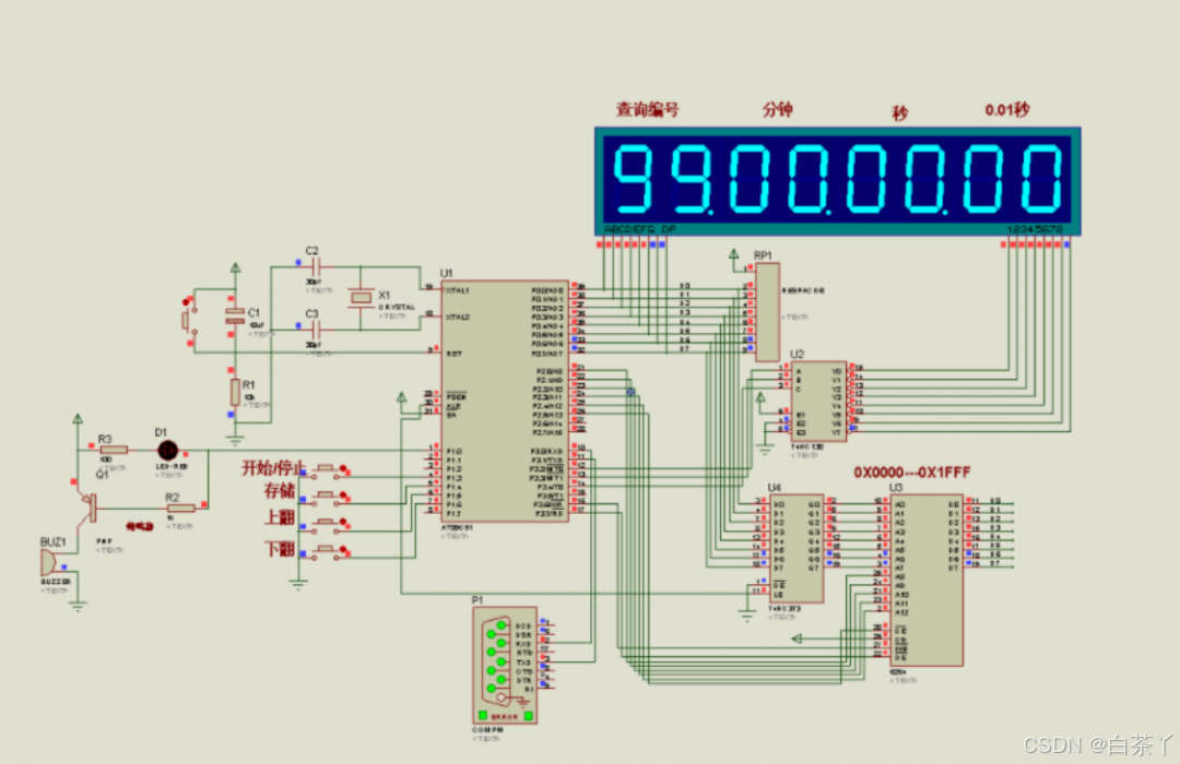 基于51单片机的体育计时器【6264，100组，数码管】（仿真）_含有6264的8051单片机工程如何仿真-CSDN博客