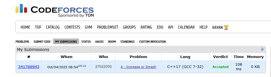 Codeforces Round 1055 A - Increase or Smash (2152)-CSDN博客