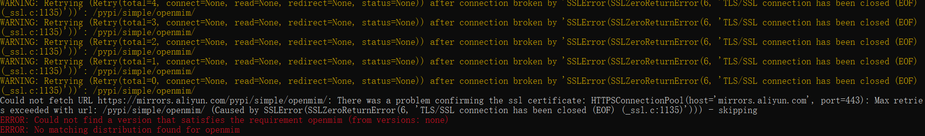 Pip Install 包报error Could Not Find A Version That Satisfies The Requirement Openmim 错误，解决办法 Csdn博客