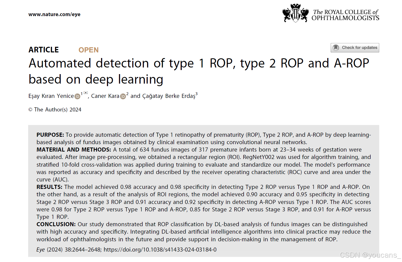 【医学影像 AI】基于深度学习的ROP分型检测：1型/2型/急进型-CSDN博客