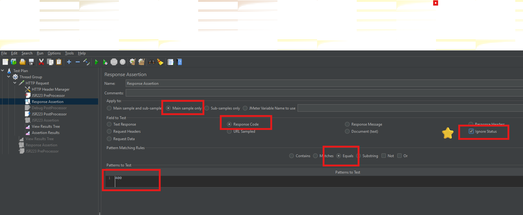 【JMeter】 response code为400，但是需要校验通过，且在View Results Tree 中显示为绿色_jmeter ...