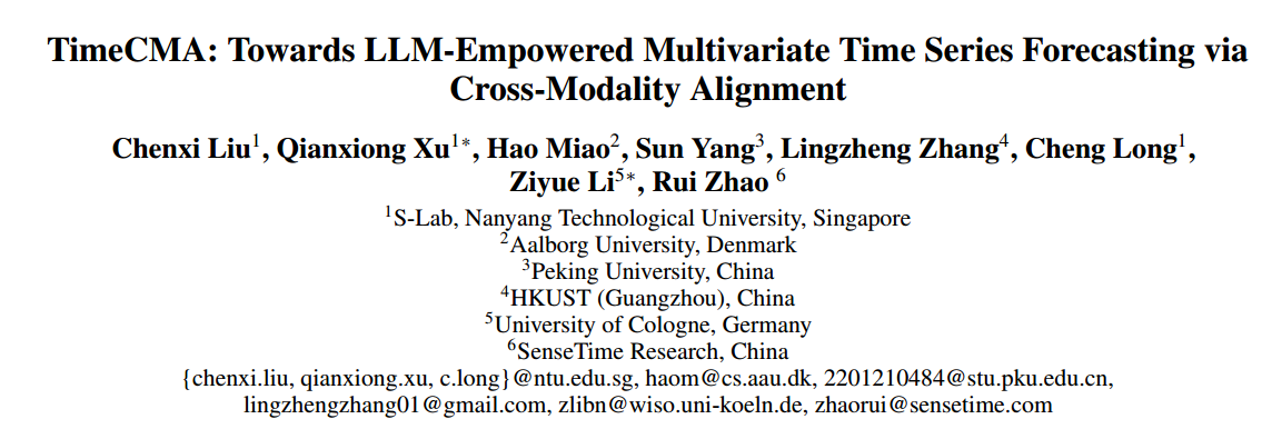 TimeCMA: Towards LLM-Empowered Multivariate Time Series Forecasting via Cross-Modality Alignment ...