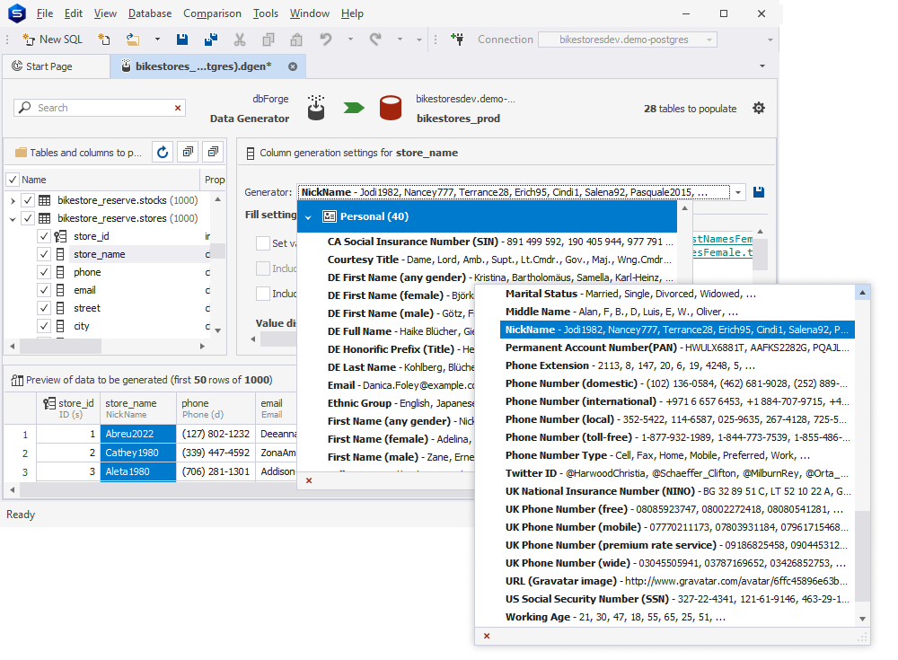 dbForge Studio for PostgreSQL更新至v3.2，新增大量智能数据生成器等-CSDN博客