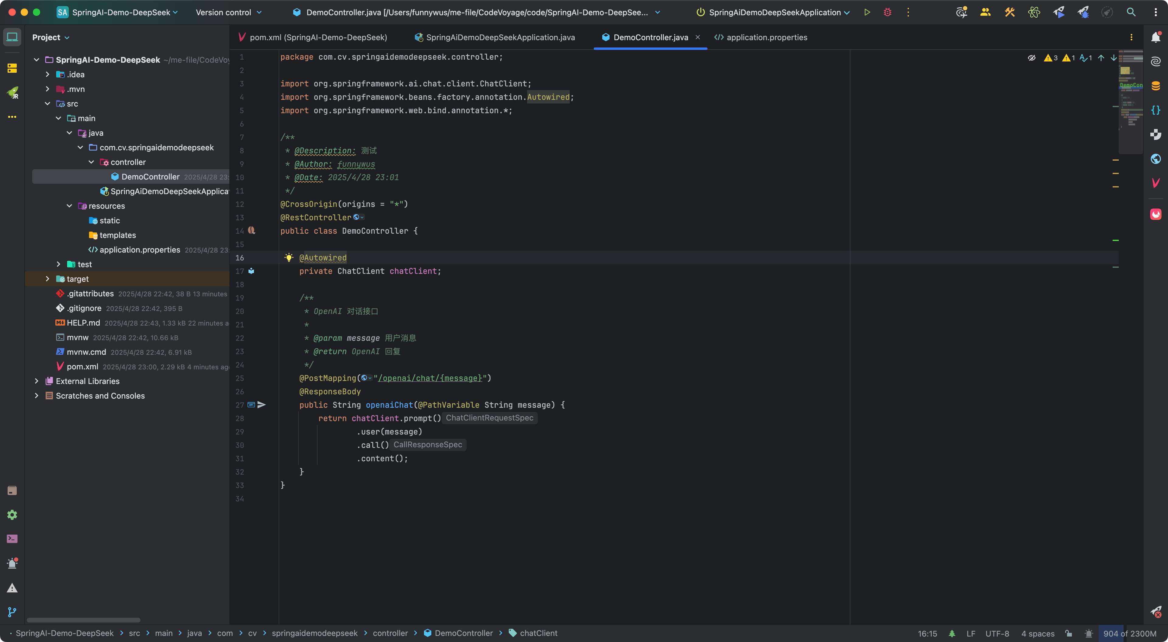 5分钟上手！Spring AI与DeepSeek的Java生态集成_springai集成deepseek-CSDN博客