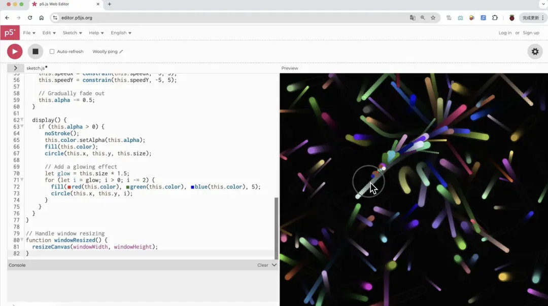 三句话生成 P5.js 粒子特效代码，人人都可以做交互式数字艺术_p5js+ai-CSDN博客