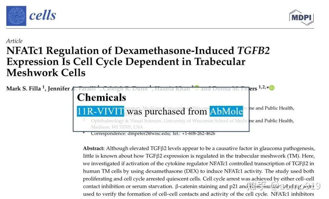 AbMole | NFATc1对地塞米松诱导的TGFβ2表达的调控在小梁网细胞中是细胞周期依赖的_nfat tgf-尾-CSDN博客