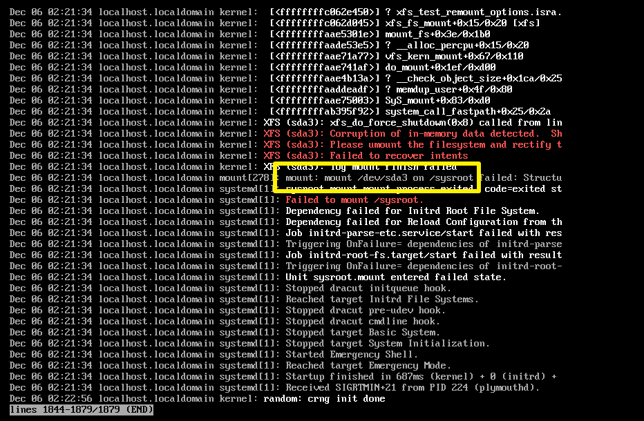虚拟机断电后centos7无法正常启动 XFS(sda3)_centos断电后无法正常启动-CSDN博客