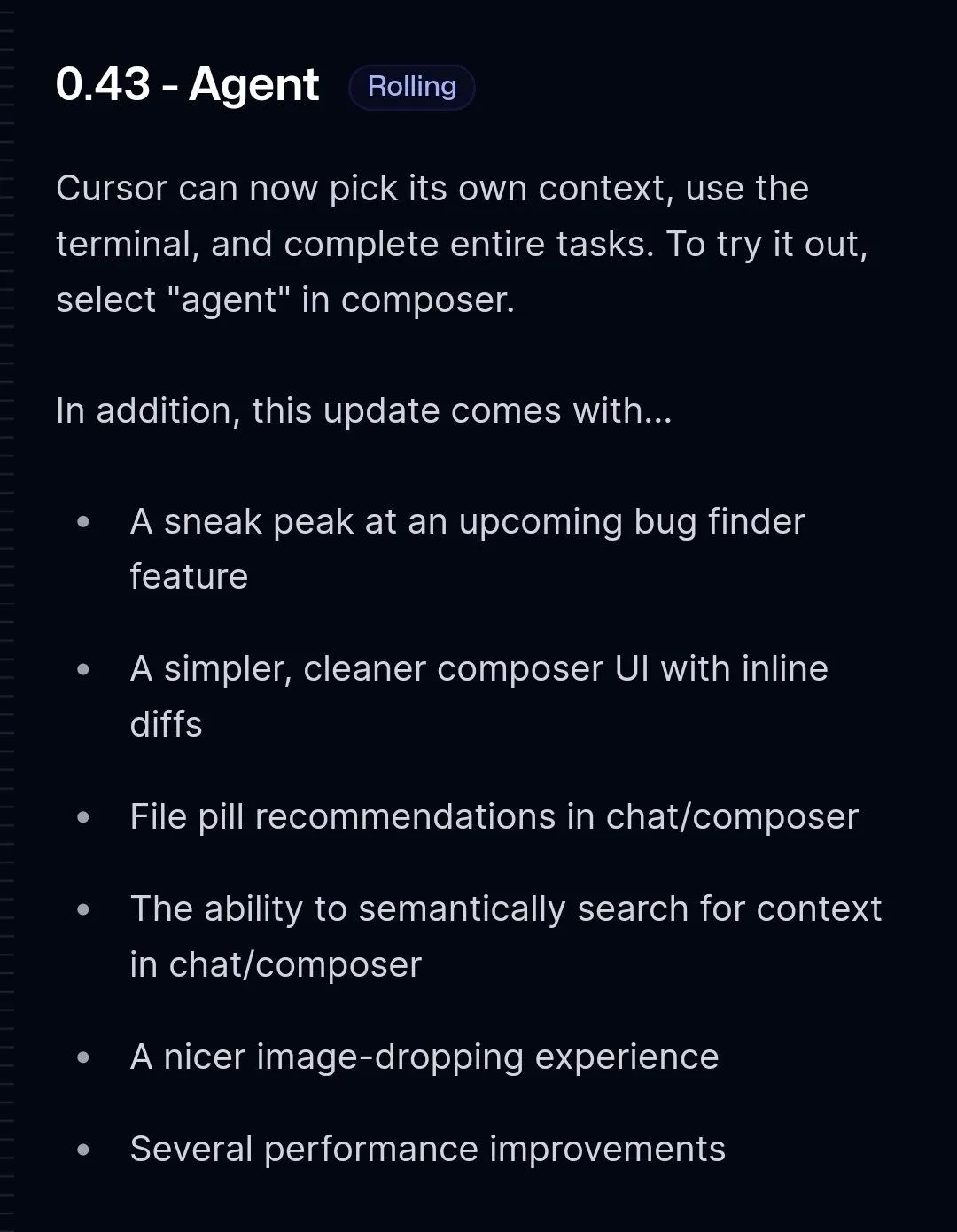 Cursor v0.43 更新：Agent 重磅登场_cursor agent-CSDN博客