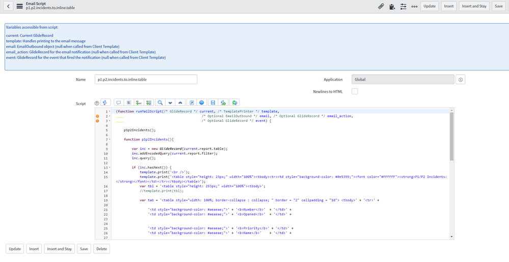 Scheduling a report with an inline table in mail body with the ...