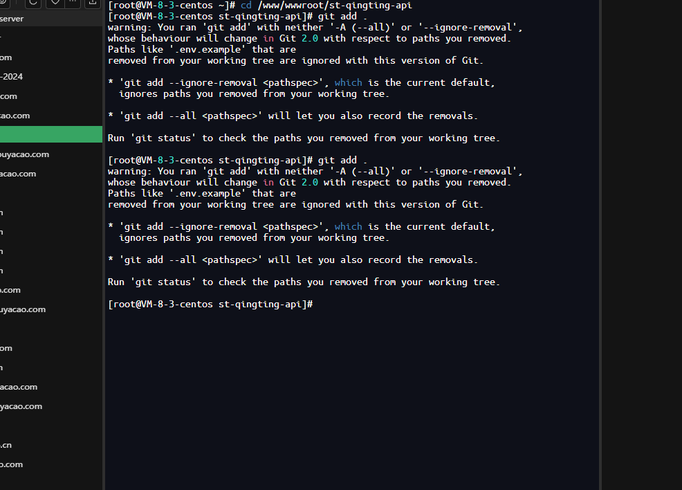 warning: You ran ‘git add’ with neither ‘-A (—all)’ or ‘—ignore-removal’,报错如何解决 git报错 ‘git add ...