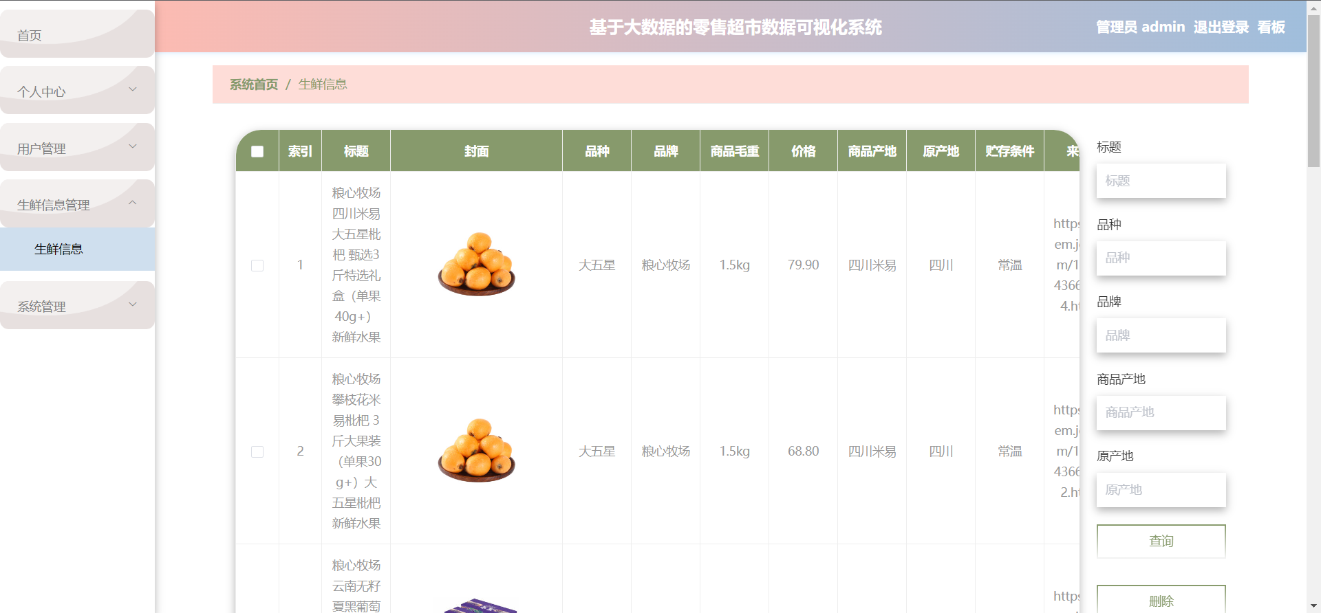 基于python的大数据零售生鲜超市数据可视化大图平台 爬虫 Csdn博客