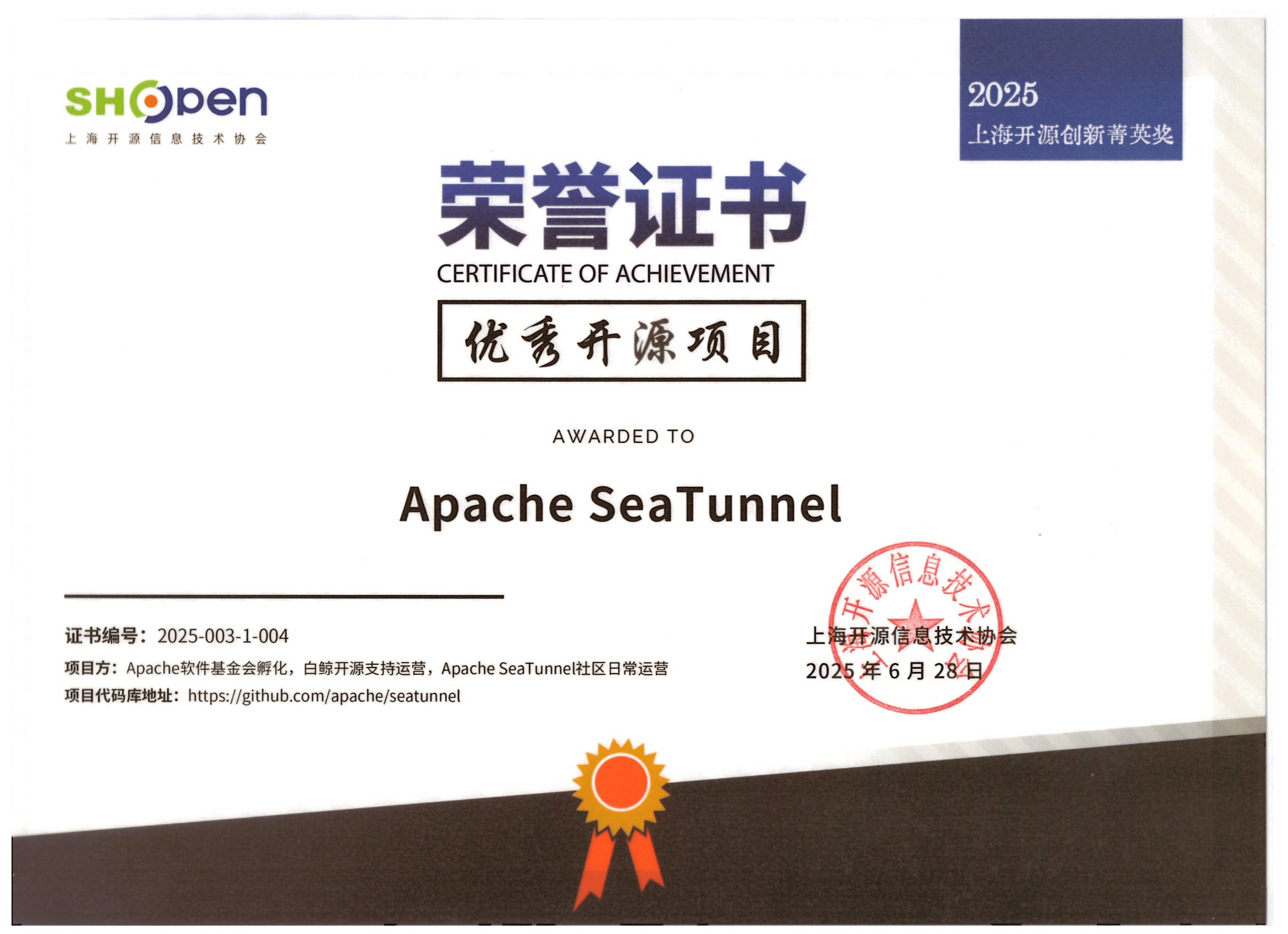 喜讯！Apache SeaTunnel 荣获上海开源创新菁英荟优秀开源项目奖_seatunnel开源-CSDN博客