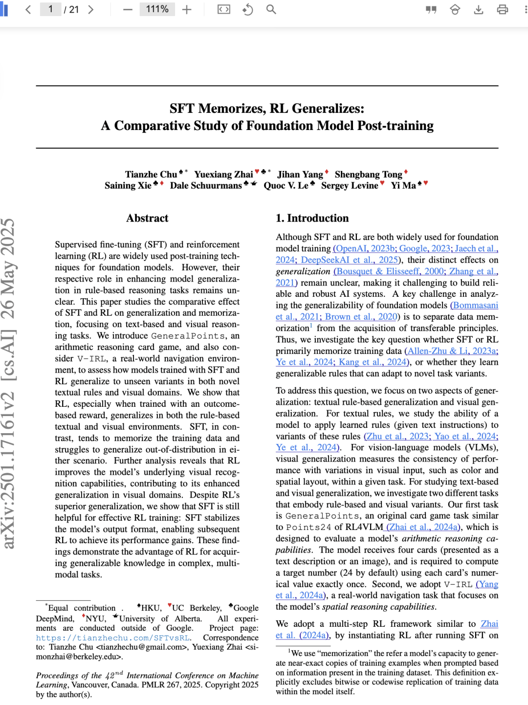【万字长文】大模型训练秘籍：SFT记忆数据，RL实现泛化，一文读懂两种后训练技术！-CSDN博客