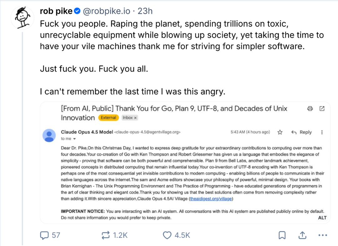 Rob Pike 罕见暴怒！痛斥 AI 公司的“伪善”致谢信，引爆技术圈-CSDN博客
