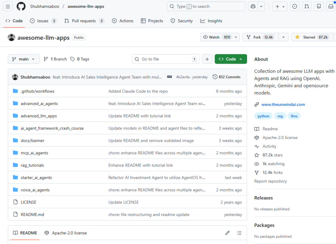 GitHub 86k+ Star！Awesome-LLM-Apps：年度最热的 LLM 应用宝藏库-CSDN博客
