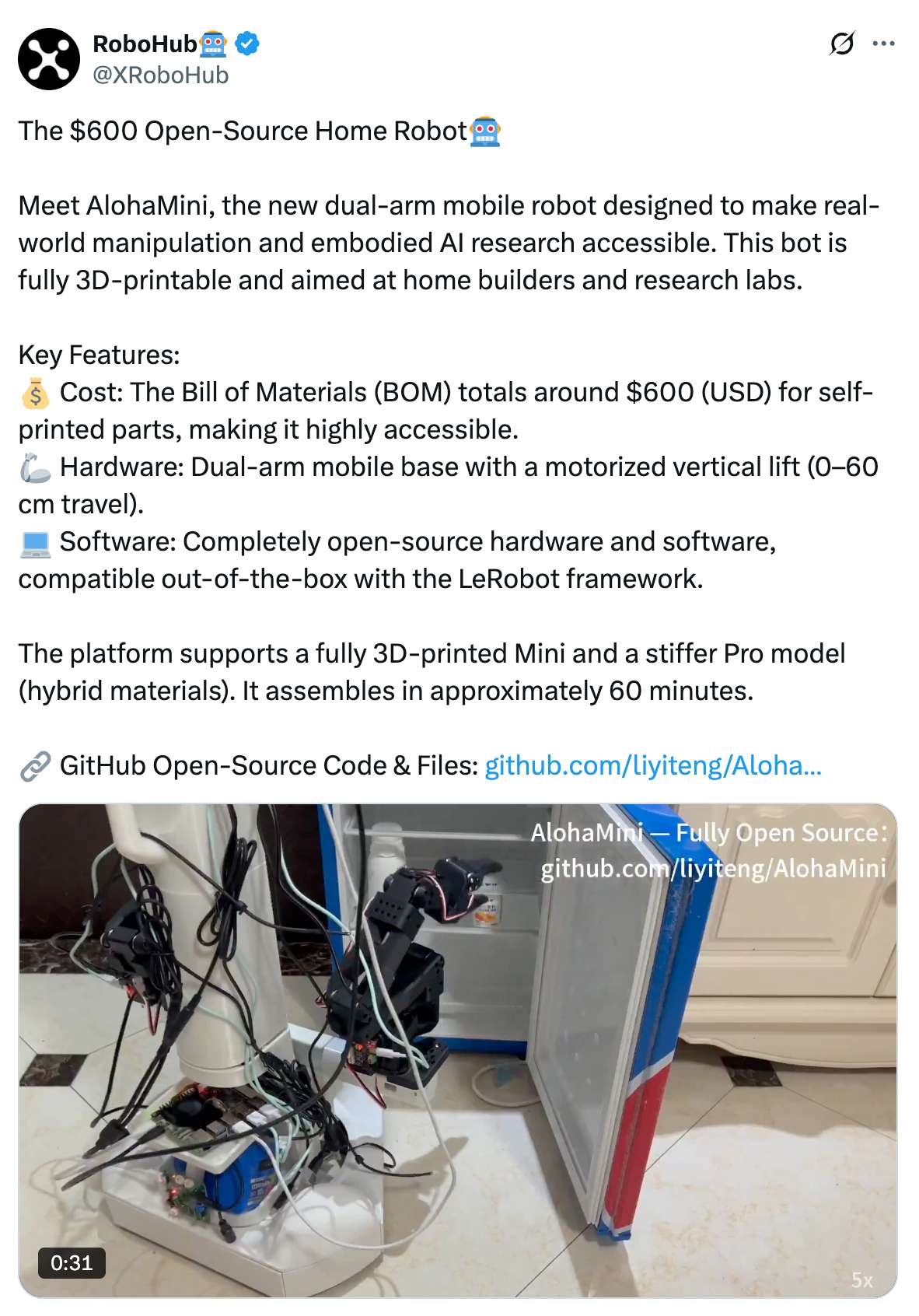 移动操作的AlohaMini来啦！600美元成本，全开源-CSDN博客