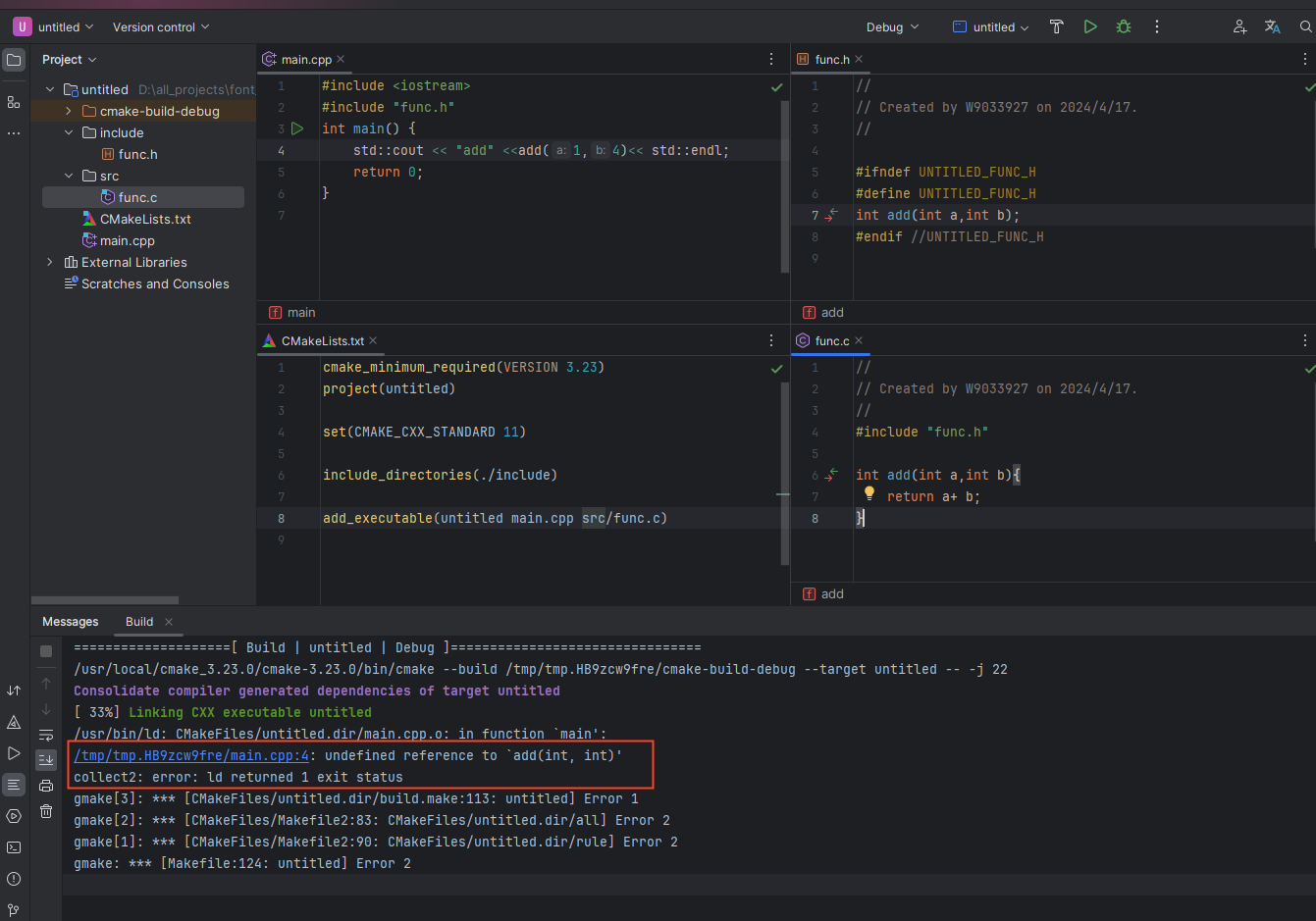 解决 c++ 调用 c 函数报错： undefined reference to ‘xxx‘ 的问题_c++ 定义了函数 undefined reference to-CSDN博客