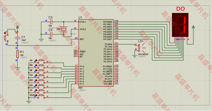 基于51单片机的八键电子琴( proteus仿真+程序+设计报告+原理图PCB+讲解视频）_51单片机电子琴仿真原理图程序-CSDN博客