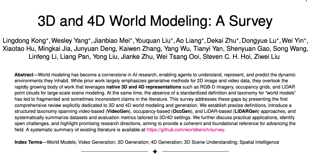 李飞飞押注的3D世界模型，这篇论文一次性拆解明白！_3d and 4d world modeling: a survey-CSDN博客
