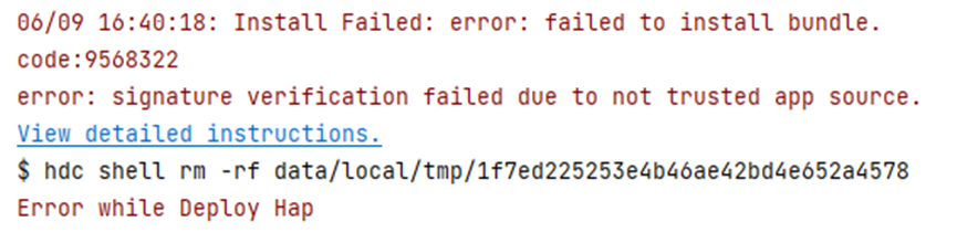 鸿蒙NEXT版实战开发：安装HAP时提示“code:9568322 error: signature verification failed due to not trusted app ...