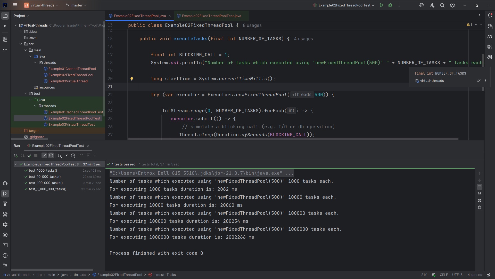 Java 21 虚拟线程 vs 缓存线程池与固定线程池_java虚线程和线程池比-CSDN博客