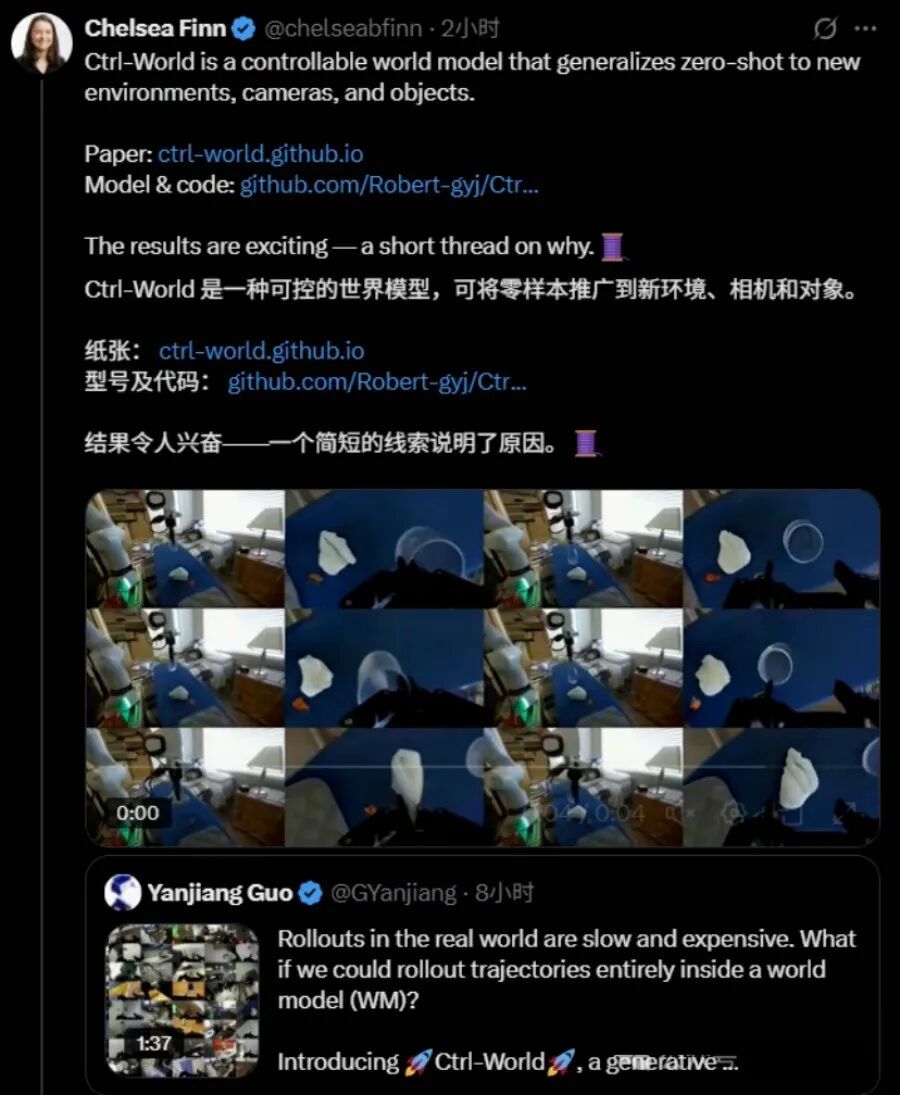 让机器人靠想象变强！清华陈建宇×斯坦福Chelsea团队破解世界模型难题，推出Ctrl-World-CSDN博客